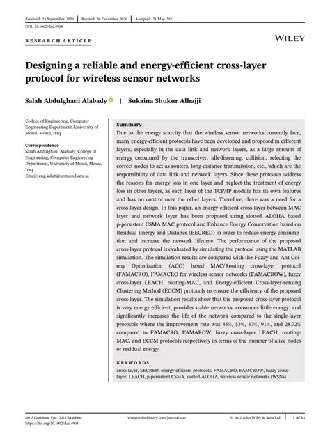 Designing A Reliable And Energyefficient Crosslayer Protocol For Wireless Sensor Networks