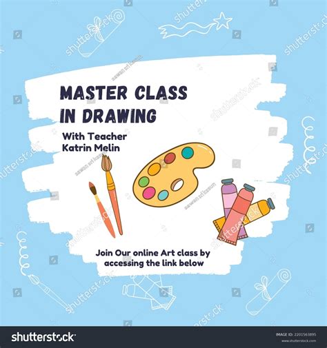 Editable Illustrated Master Class Drawing Template Stock Vector