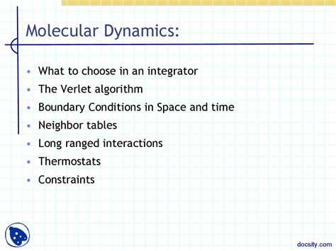 Molecular Dynamics Computational Physics Lecture Slides Docsity
