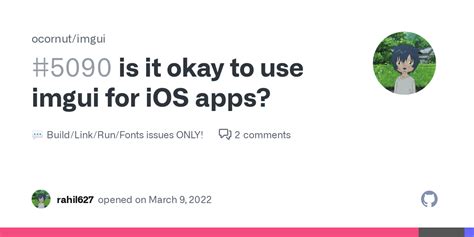Is It Okay To Use Imgui For Ios Apps · Ocornut Imgui · Discussion 5090 · Github