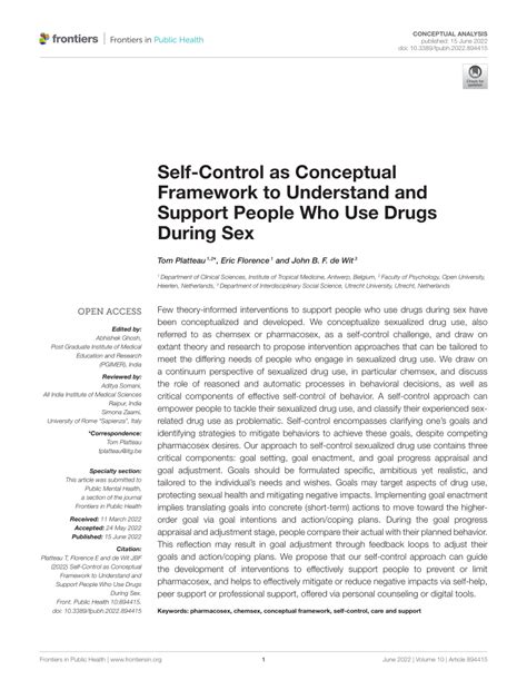 PDF Self Control As Conceptual Framework To Understand And Support People Who Use Drugs During Sex
