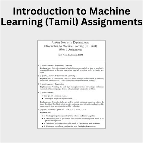 Introduction To Machine Learning Tamil Assignments Notes Le Lo