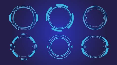 Premium Vector Circle Hud Flat Elements Set