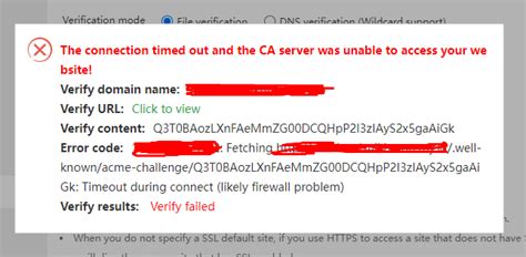 The Connection Timed Out And The Ca Server Was Unable To Access Your Website Aapanel Free