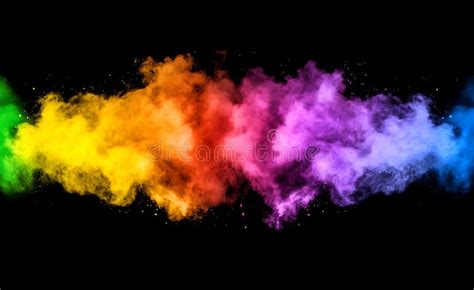 Dynamic Explosion Of Multicolored Powder Against Dark Background Stock Illustration
