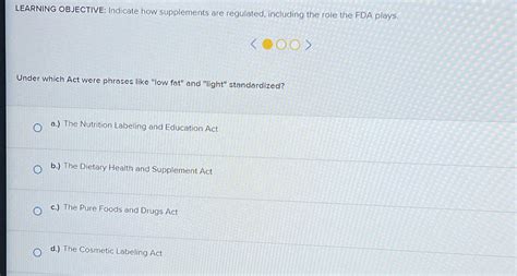 Solved Learning Objective Indicate How Supplements Are