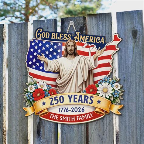 Personalized Usa 250th Anniversary Wood Door Sign America 250 Years Of