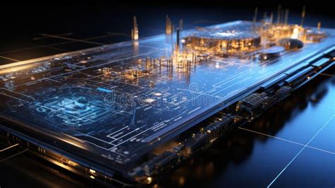 Abstract Technology Concept With Circuit Board And Microchip Generative Ai Stock Illustration