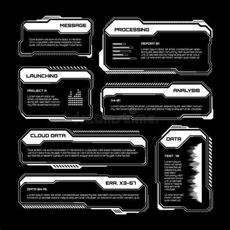 White Futuristic Hud Ui Elements Sci Fi User Interface Text Boxes Callouts Stock Vector