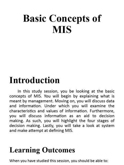 Basic Concepts Of Mis Pdf System Information