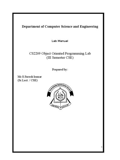 Cs2209 Oops Lab Manual Download Free Pdf C Java Programming Language