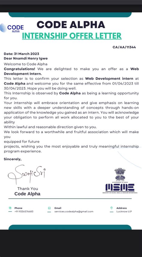 Henry Igwe On Linkedin Codealpha