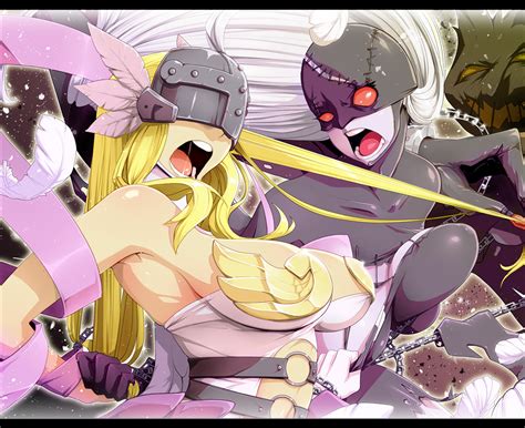 Rule 34 2girls Angel And Devil Angewomon Armor Bare Shoulders Belt