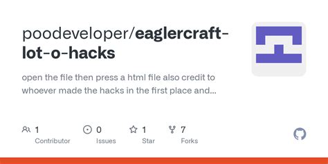GitHub Poodeveloper Eaglercraft Lot O Hacks Open The File Then Press A Html File Also Credit
