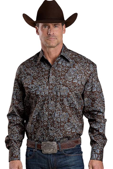 Stetson Fall Brown Paisley Print Pearl Snap Shirt Fredericksburg