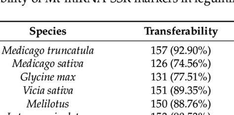 Transferability Of Mt Mirna Ssr Markers In Leguminous Species Download Scientific Diagram
