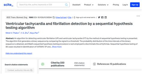 [citation Report] Ventricular Tachycardia And Fibrillation Detection By A Sequential Hypothesis