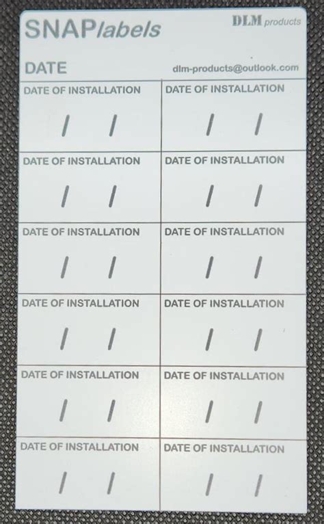 Date Of Installation Labels Dlm Products