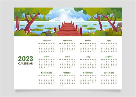 Шаблон ежемесячного календаря Gradient 2023 Бесплатно векторы