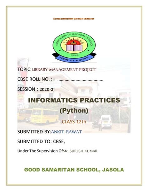 Python And Mysql Linking Class 12th Project File 23 24 Pdf