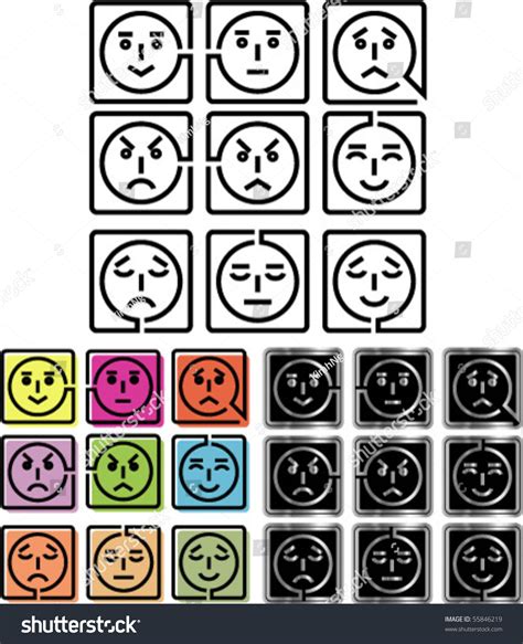 Facial Expression Icons Set Alternate Colors Stock Vector Royalty Free