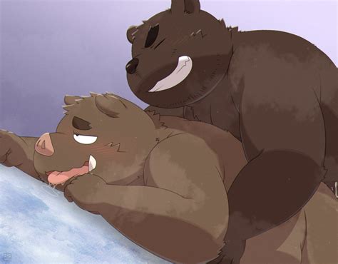 Rule 34 2022 Anthro Black Nose Blush Brown Body Closed Eyes Duo Hi Res Humanoid Hands Japanese