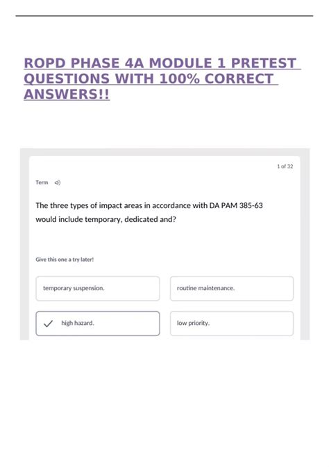 Ropd Phase 4a Module 1 Pretest Questions With 100 Correct Answers Ropd Stuvia Us