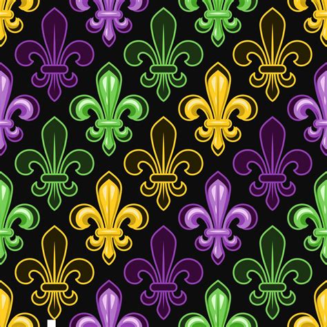Geometric Pattern With Fleur De Lis Symbol Diagonal Square Grid