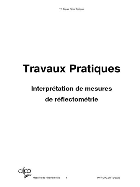 15tp Interpretation Mesures Réflectométrie Pdf