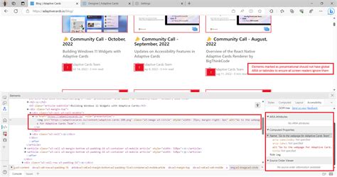 Freeway Bug Adaptive Cards Blog Elements Marked As Presentational Should Not Have Global