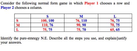 Solved Consider The Following Normal Form Game In Which