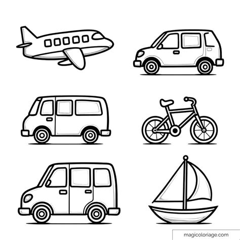 Coloreado Fácil De Medios De Transporte Para Que Los Niños Impriman