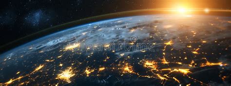 Of Glowing Planet With Yellow Network Connection Citi Stock