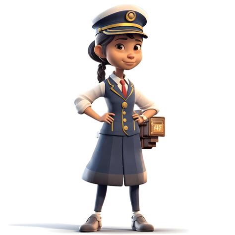 Premium Ai Image 3d Illustration Of A Cute Air Hostess With A Lantern