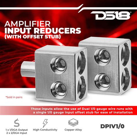 Ds18 Dpiv1 0 Pair Of Copper Dual 1 0 Gauge To 1 0 Gauge Amp Input Reducers With Offset Stub