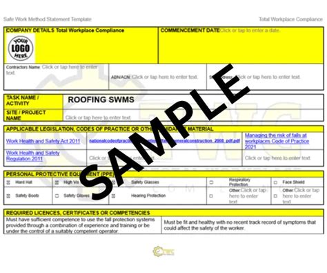 Roofing Template Swms Total Workplace Compliance