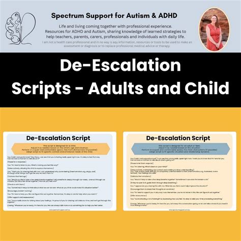 De Escalation Script Guide Emotional Regulation Calming Corner Pdf Downloadable A4 Prints Etsy