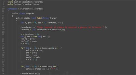 Arrays VisualStudio C Serie Fibonacci Invertida Tutorias Co