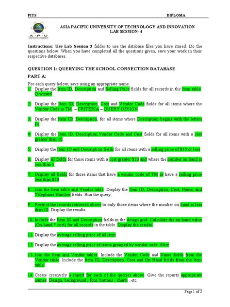 W7 Lab Access Part 2 Pdf Databases Advertising