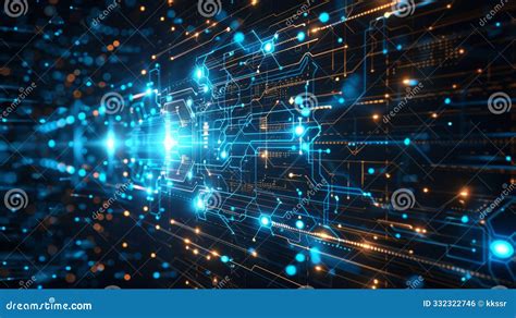 Glowing Neural Network In Advanced Design Interface With Interconnected