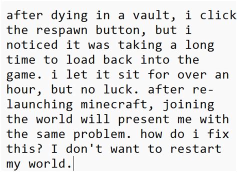 Game Stuck On Loading Terrain After Dying In A Vault R Vaulthuntersminecraft