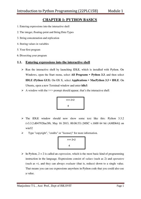 Module 1 Python CHAPTER 1 PYTHON BASICS Entering Expressions Into