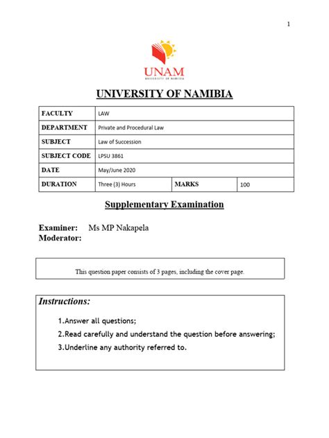 Law Of Succession Supplementary Exams 2020 Pdf Inheritance Intestacy