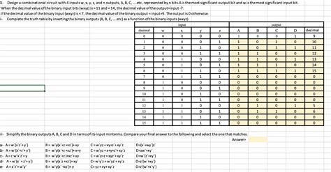solved 1 design a combinational circuit with 4 inputs w x