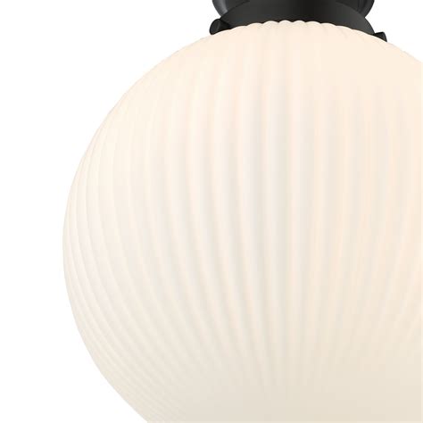 Alrik Flush Light Black With Opal Glass Bathroom Ceiling Lamp Foy