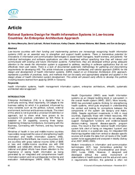 Pdf Article Rational Systems Design For Health Information Systems In