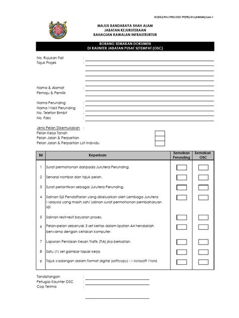 Borang Semakan Dokumen Osc Pdf