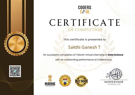 Sakthi Ganesh On Linkedin Coderscave Internshipcompletion Certificateachievement