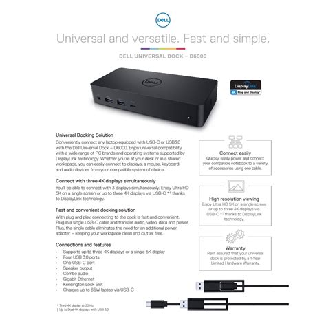 Mua Dock Dell D6000 Dock Displaylink Mở Rộng Cổng Kết Nối Xuất 3 Màn 4k Cho Laptop Qua Cổng