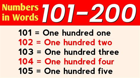 numbers 101 to 200 101 to 200 numbers in words in english 101 to 200 spelling youtube